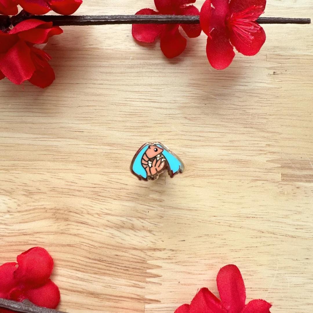 MINI Shrimp Miku Pin | Kawaii Chibi Gold Hard Enamel Pin Kawaii Pin - Etsy