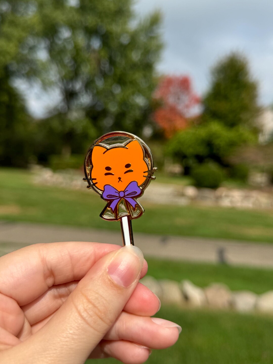 Orange Cat Lollipop | Kawaii Chibi Gold Hard Enamel Pin Kawaii Pin - Etsy