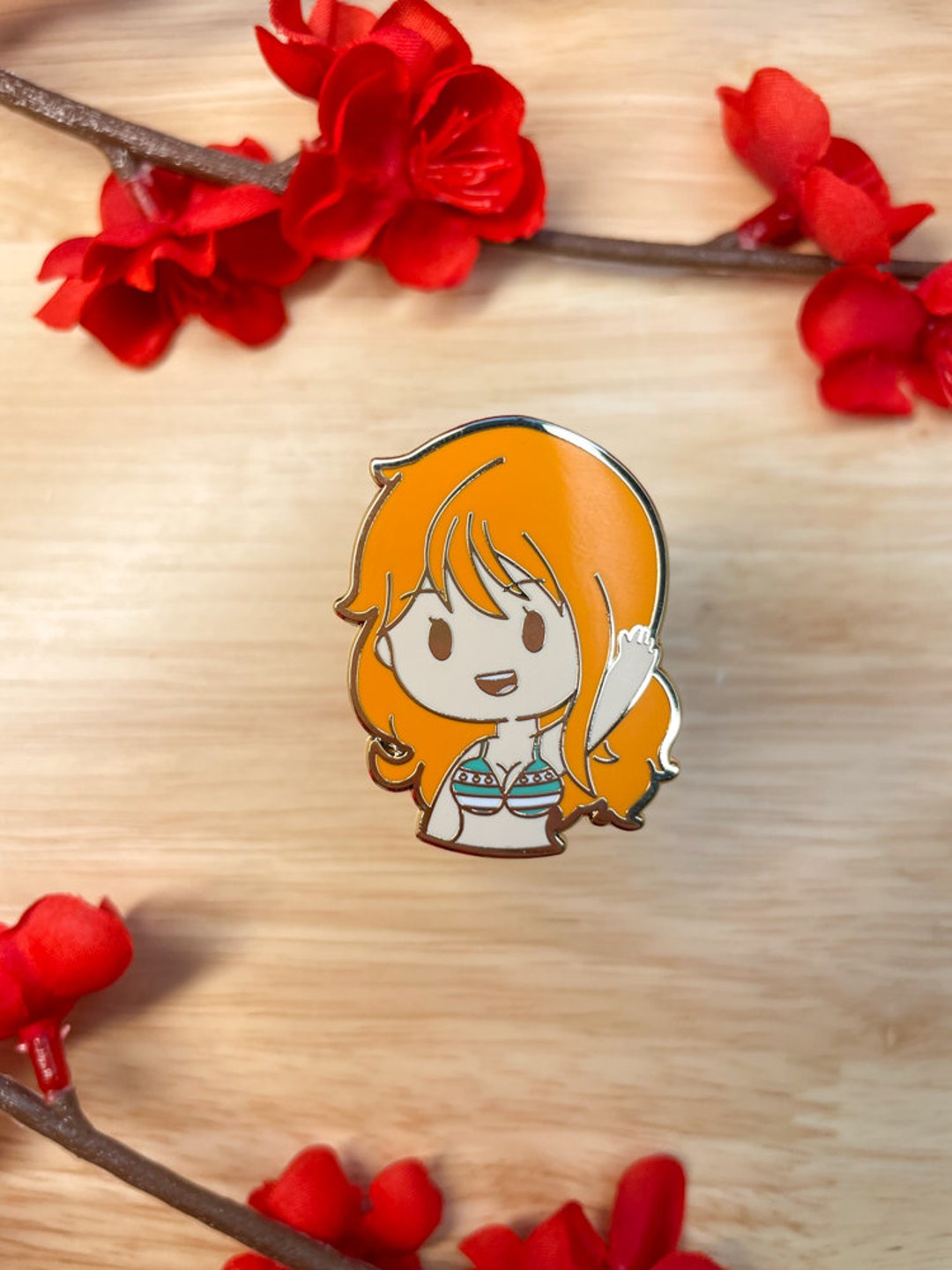 Nami, Orange Pirate Girl • Pirate Anime | Kawaii Chibi Gold Hard Enamel ...