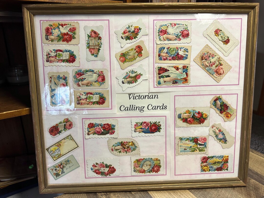 27 Vintage Victorian Fancy Calling Cards Romantic Themes in FRAME. 1900 ...