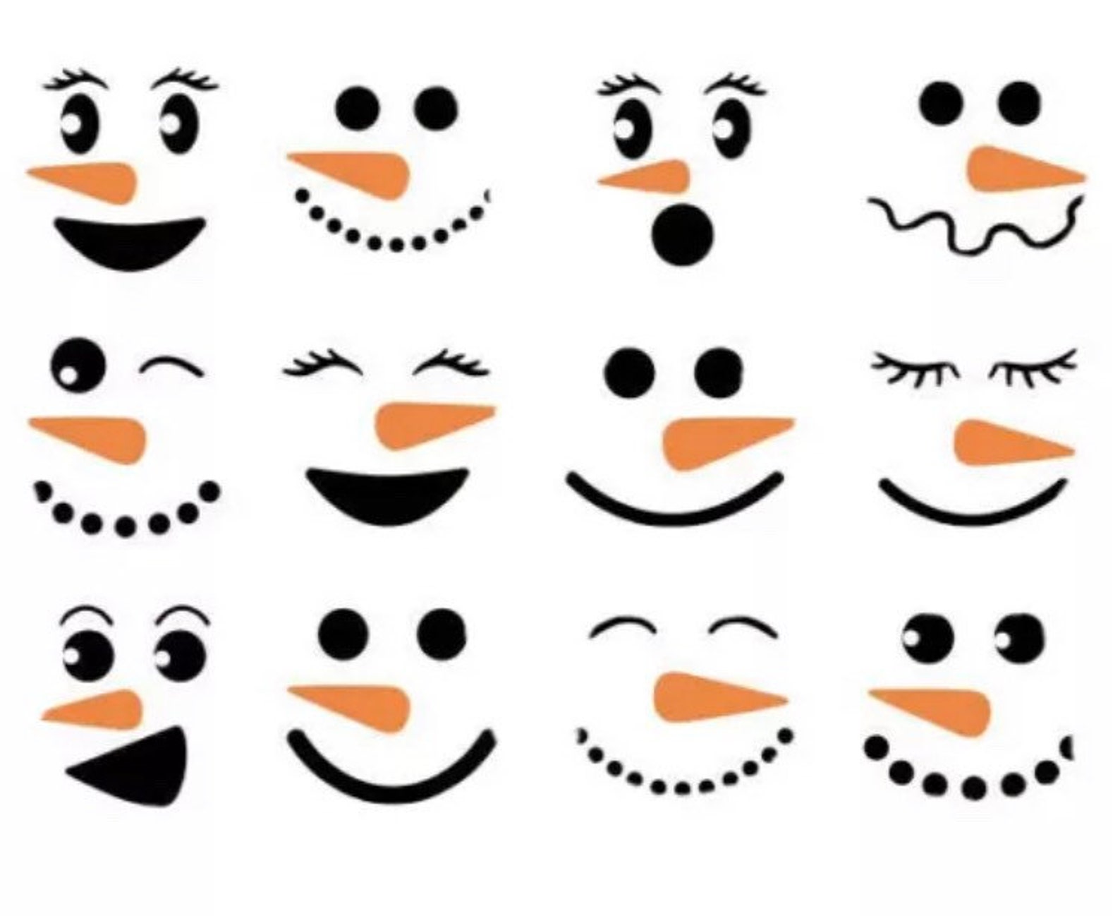 Snowman Faces Vinyl Decals Set of 12 for Christmas Ornaments - Etsy
