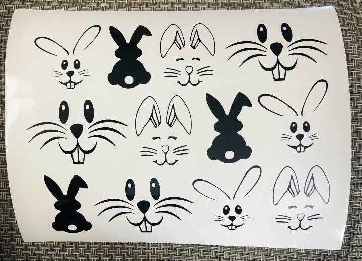 12 Easter Bunny Vinyl Decals - Etsy