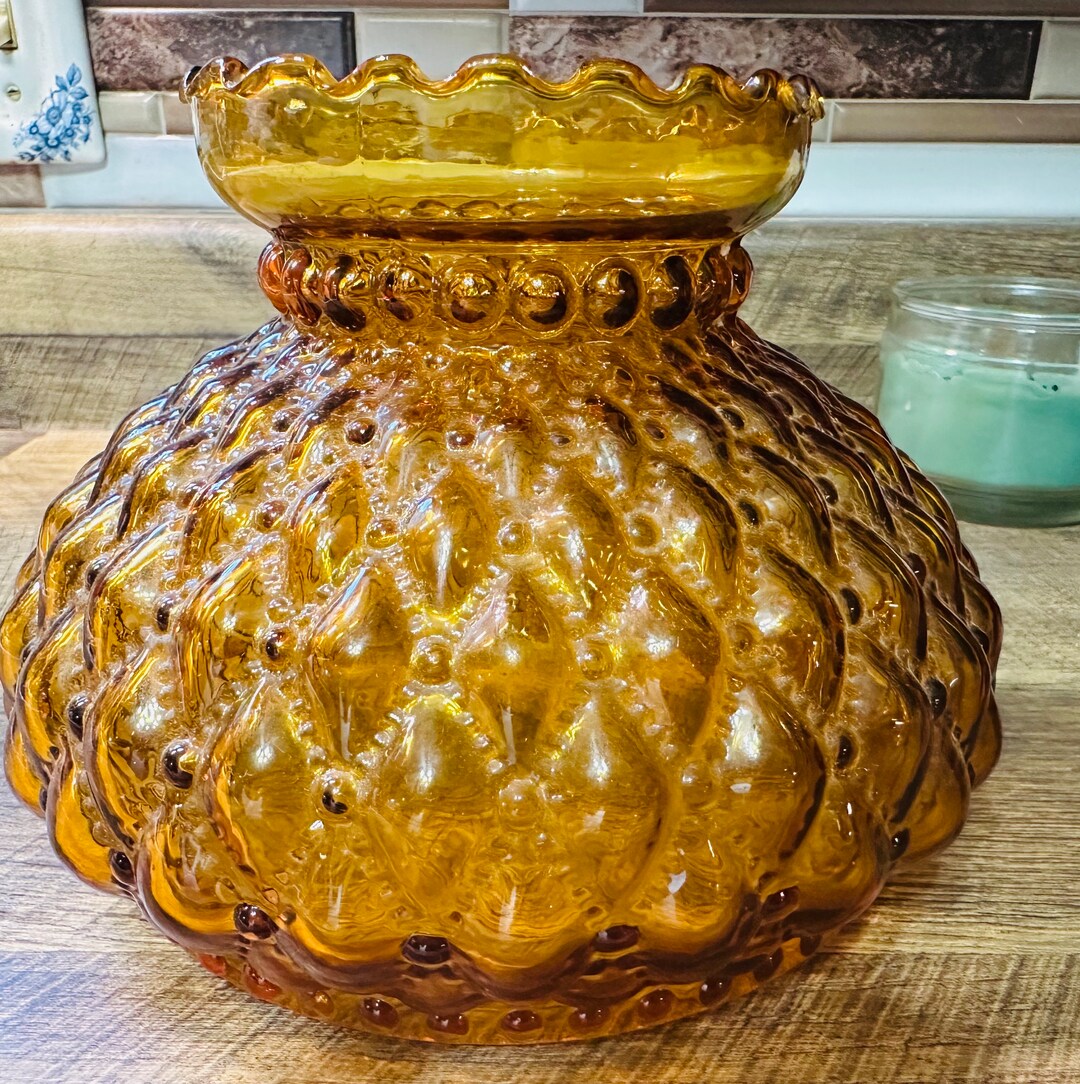 Fenton Amber Glass Hurricane Lamp Shade - Etsy