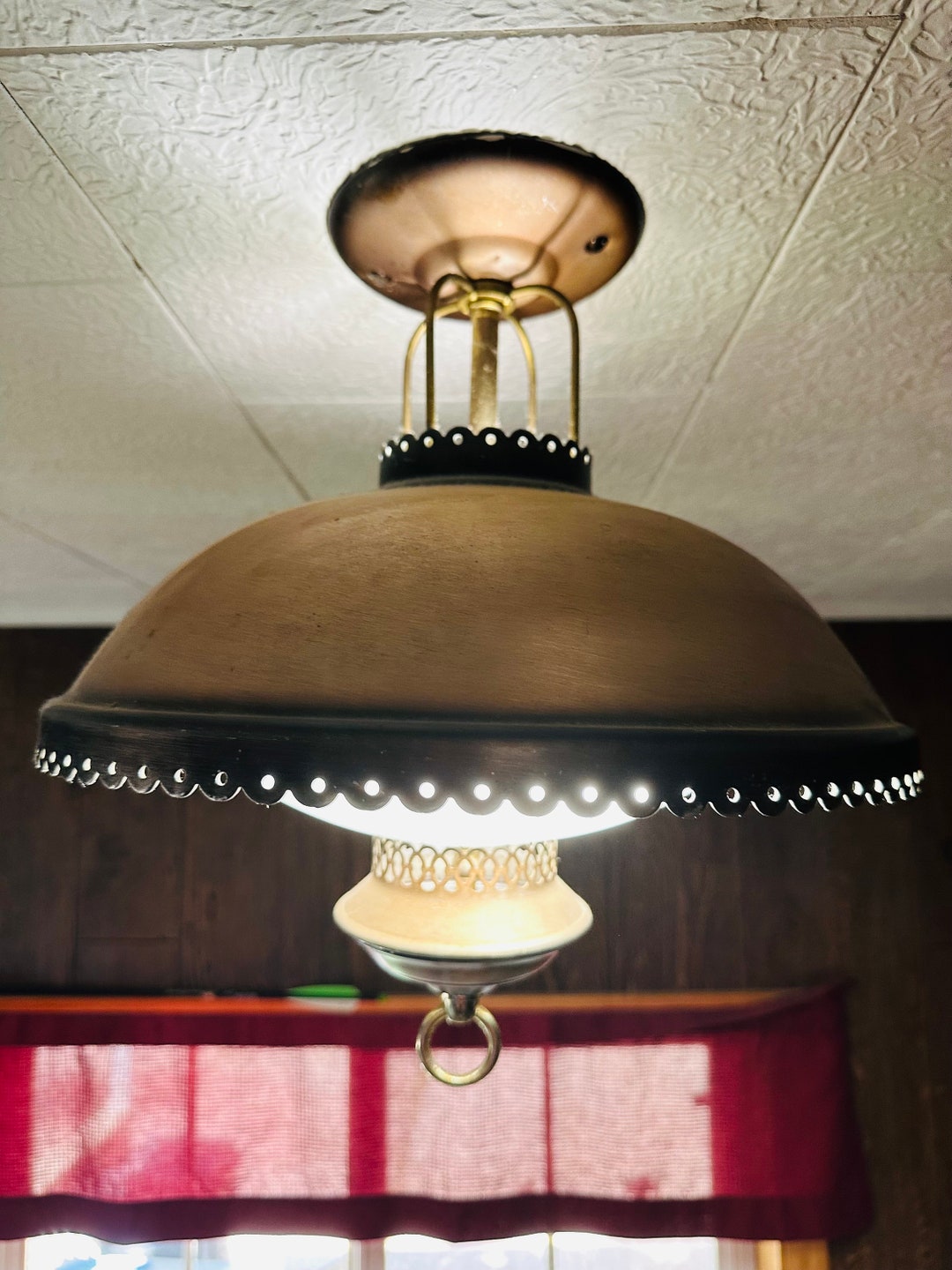 14 Inch Copper Vintage Saucer Ceiling Light Fixture. 1960’s. Works - Etsy