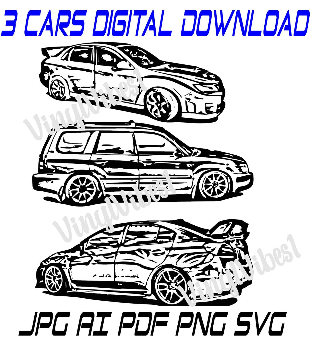 3 Cars Digital Download Vector SVG - Etsy