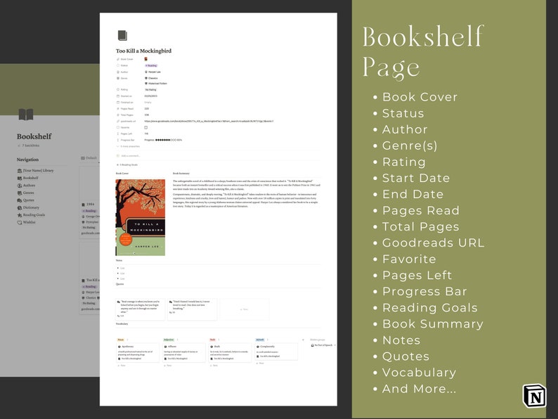 Notion Library Template | Notion Reading Journal Template | Book ...