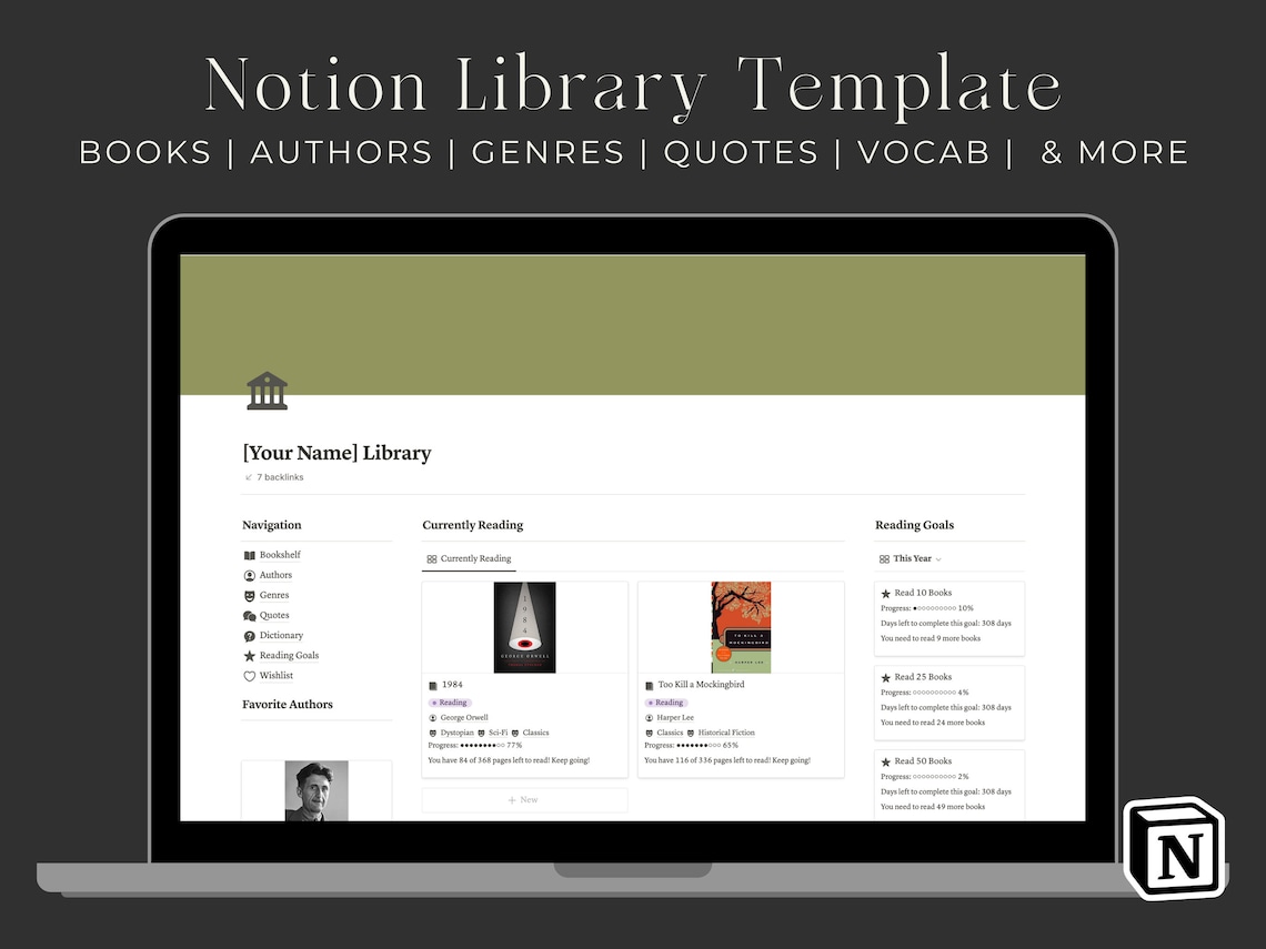 Notion Library Template | Notion Reading Journal Template | Book ...