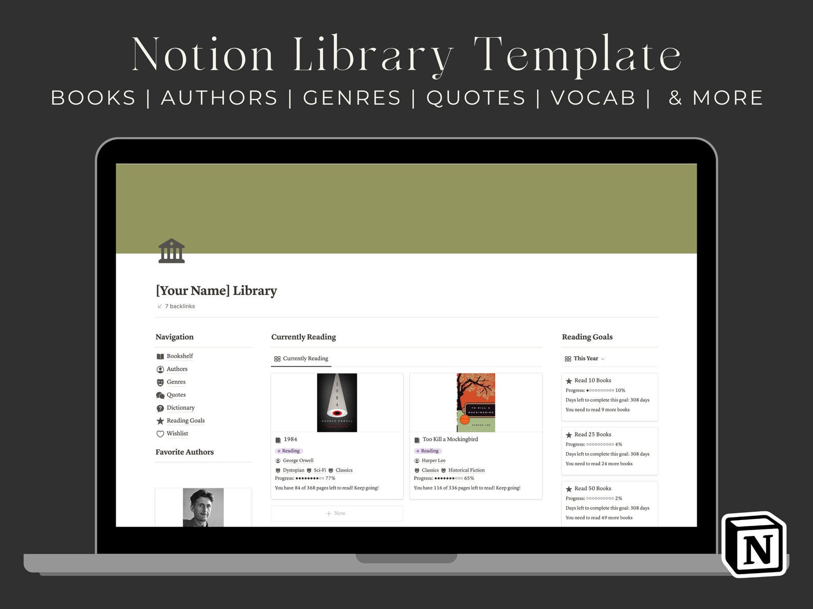 Notion Library Template | Notion Reading Journal Template | Book ...