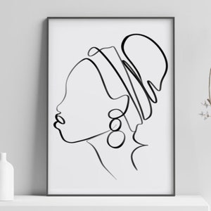 Black Woman Line Drawing African Line Art Abstract Face - Etsy