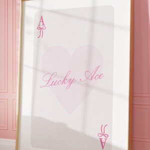 Pink Ace Card Poster, Coquette Bow Wall Art, Trendy Wall Art, Lucky ...