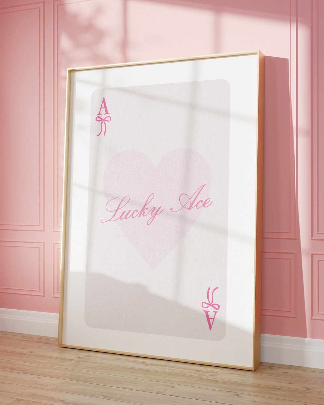 Pink Ace Card Poster, Coquette Bow Wall Art, Trendy Wall Art, Lucky ...