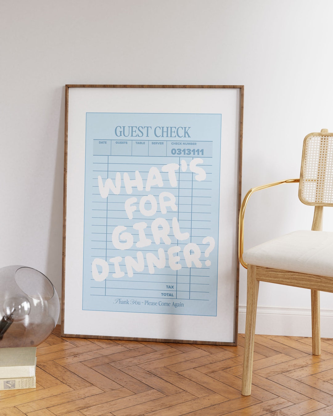Girl Dinner Wall Art, What's for Girl Dinner Poster, Guest Check Wall ...