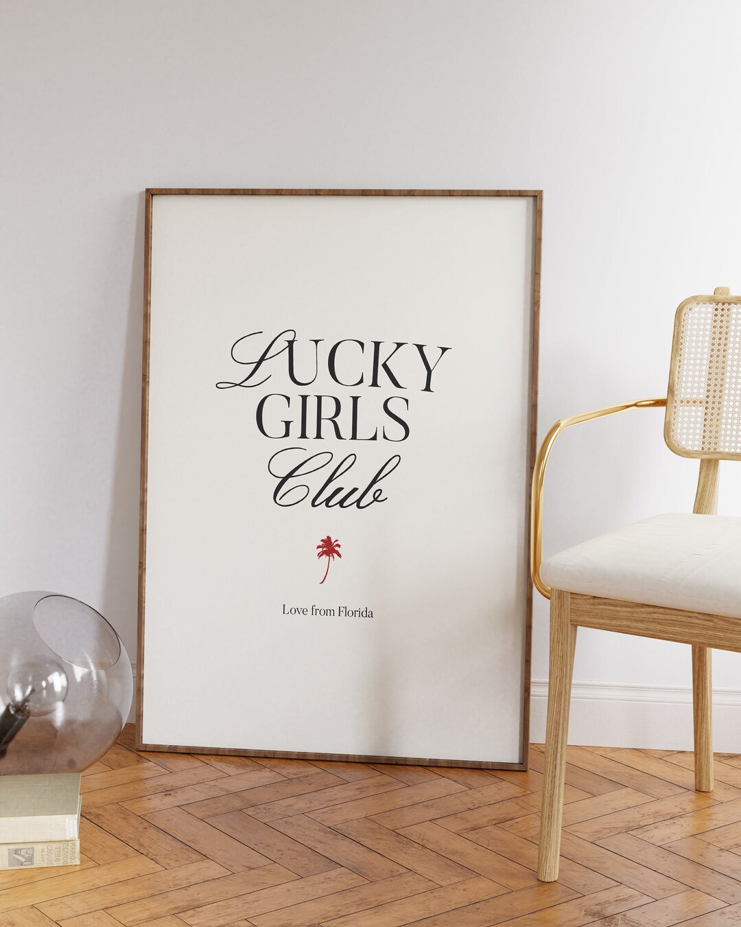Black and Red Lucky Girls Club Poster, Trendy Coastal Print, Aesthetic ...