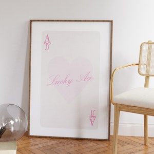 Pink Ace Card Poster, Coquette Bow Wall Art, Trendy Wall Art, Lucky ...