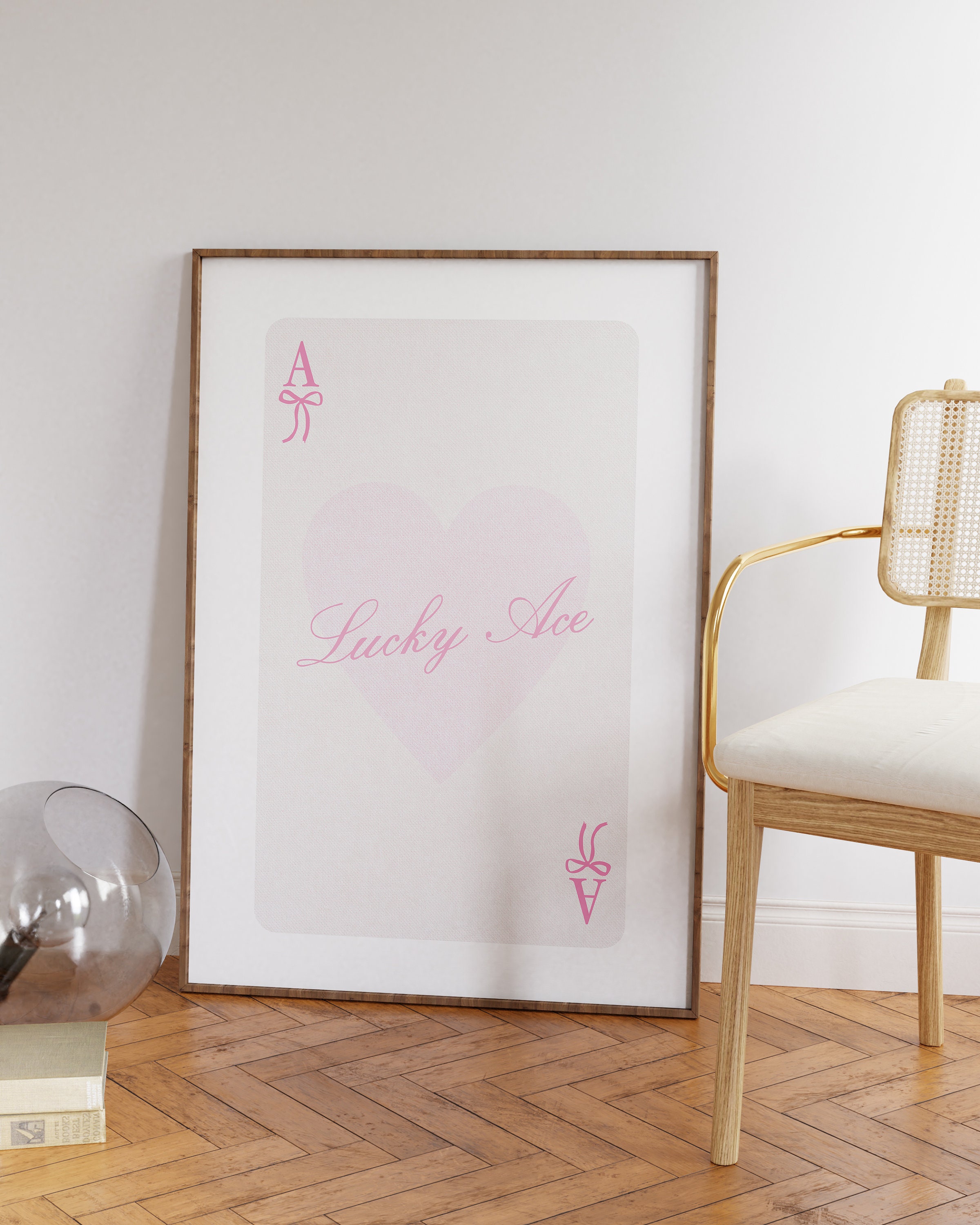 Pink Ace Card Poster, Coquette Bow Wall Art, Trendy Wall Art, Lucky ...