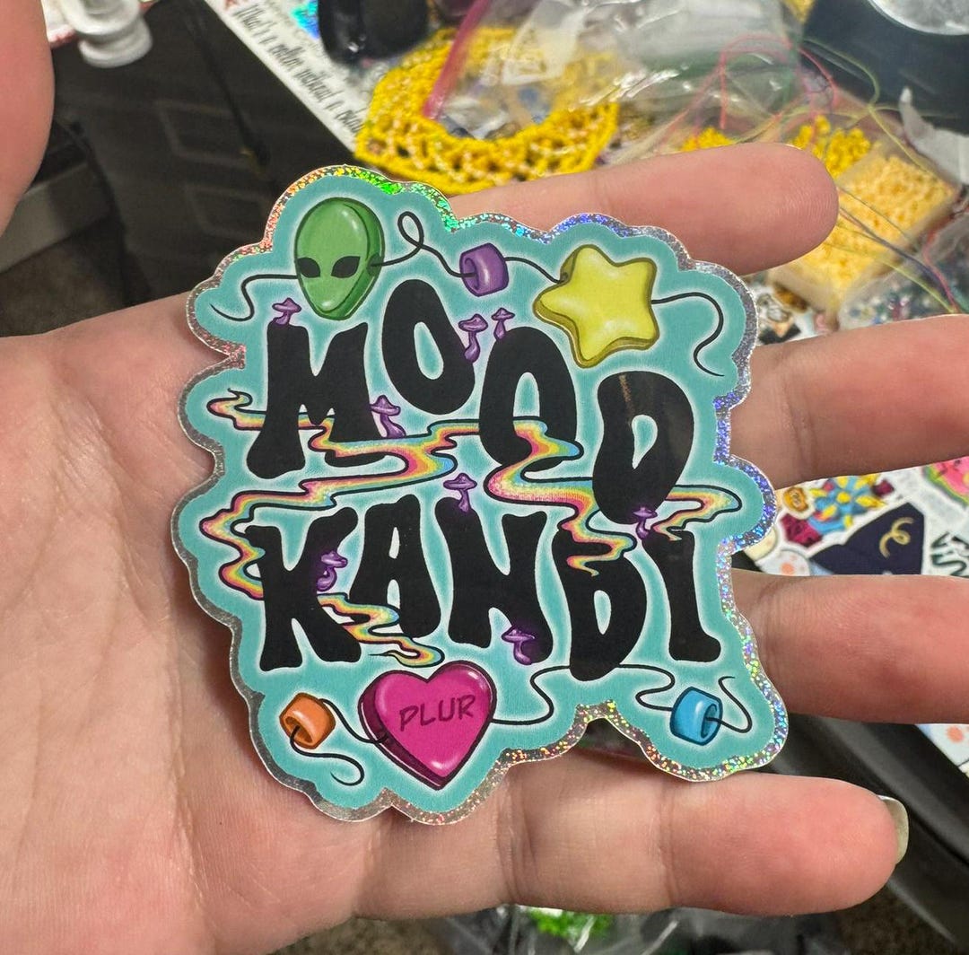 Mood Kandi Logo Sticker | 3" X 3" Sticker With Holographic Edge - Etsy
