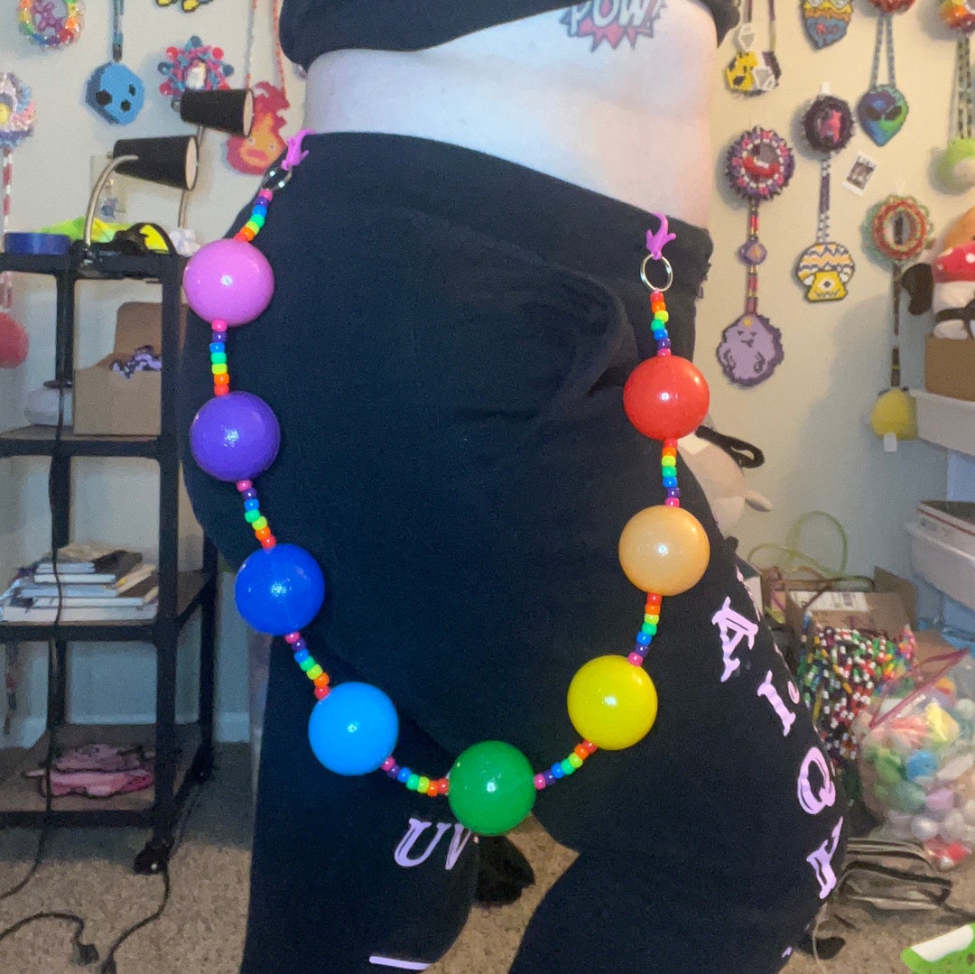 Kandi Ball Pit Chain | Retro Raver Belt Accessory Decora Kawaii Rave ...