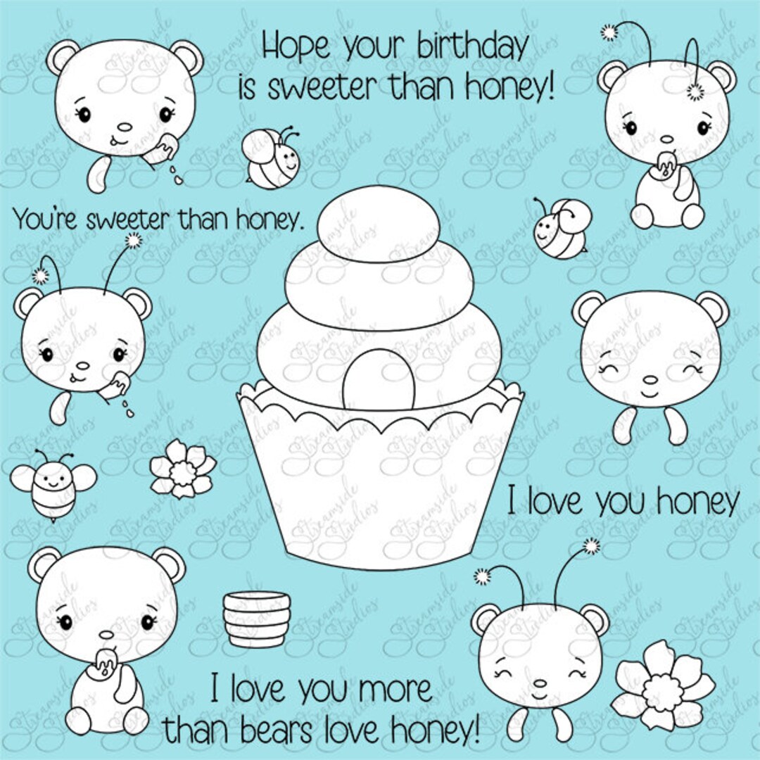 Cupcake Critters-bear Digital Stamp Set, Bear Cupcake Digi Stamps, Png ...
