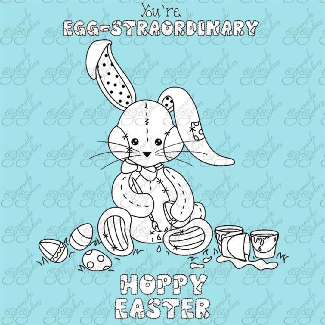 Patchpal Easter Bunny Digital Stamp, PNG - Etsy