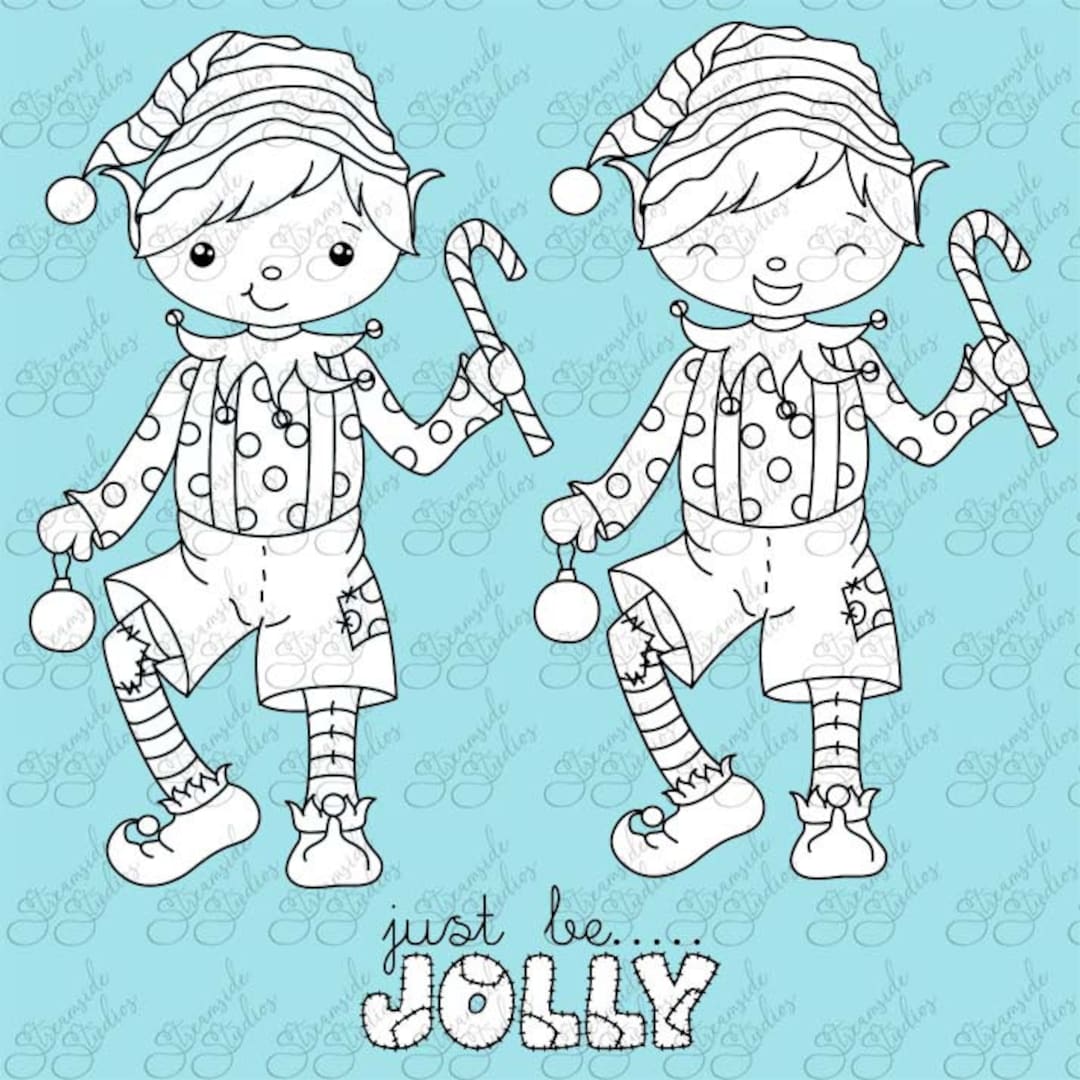 Jolly Elf, Christmas Stamps 300 Dpi, Png, Digi Stamp - Etsy
