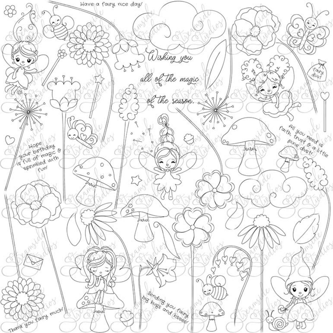 Fairy Fun Digital Stamp Set Png Set of 77 300 Dpi Images - Etsy