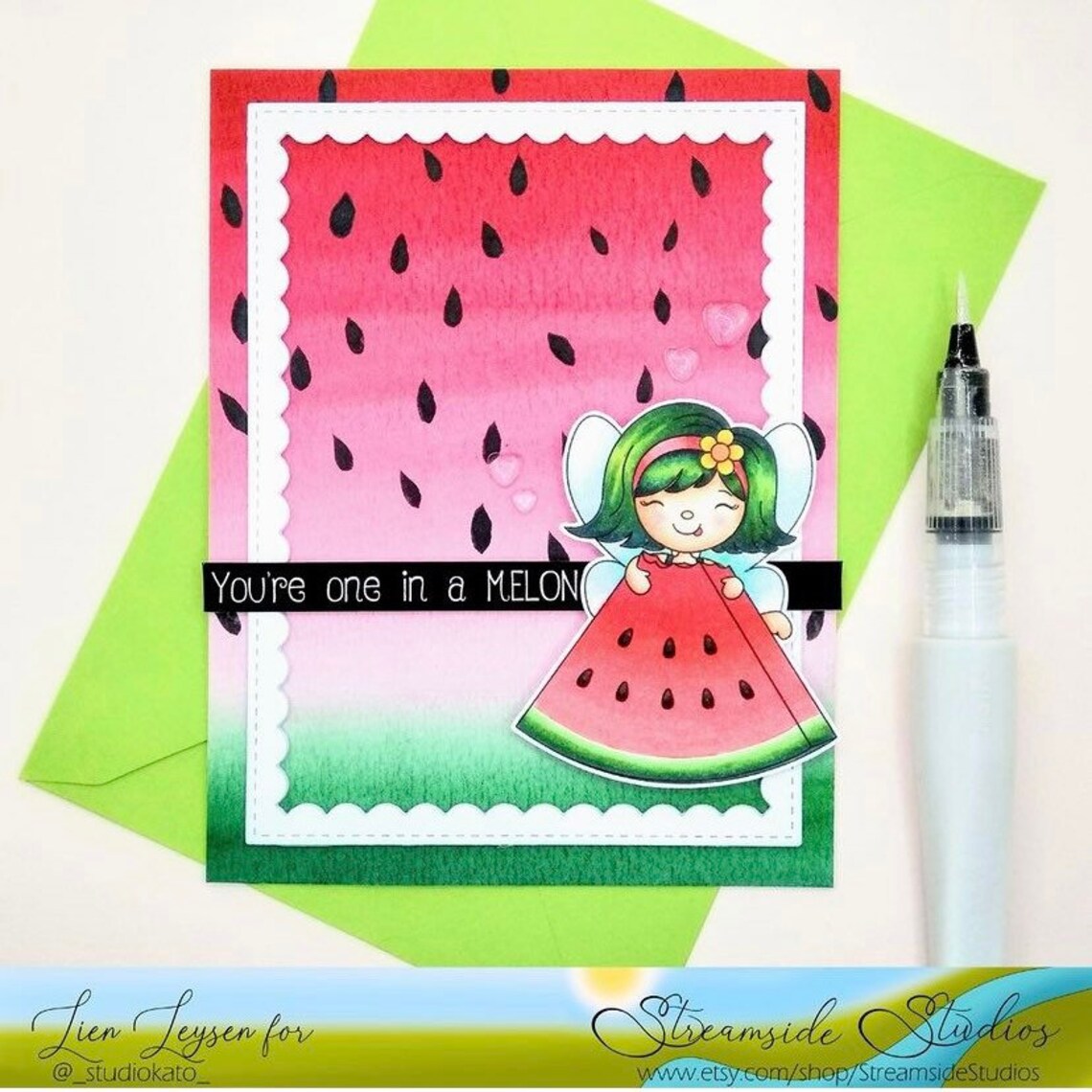 Watermelon Fairy Digital Stamp Set Png 300 Dpi Images Black | Etsy