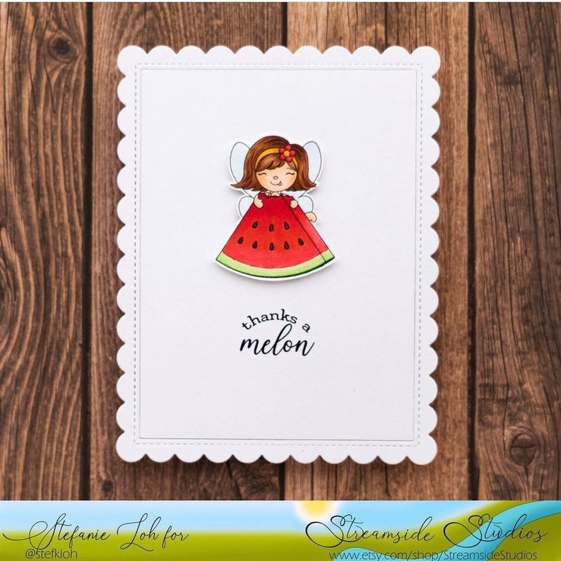 Watermelon Fairy Digital Stamp Set Png 300 Dpi Images Black - Etsy