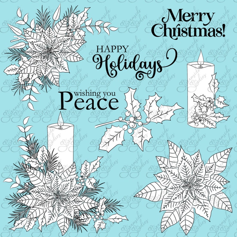 Christmas Poinsettia 300 Dpi Png Digital Stamp - Etsy