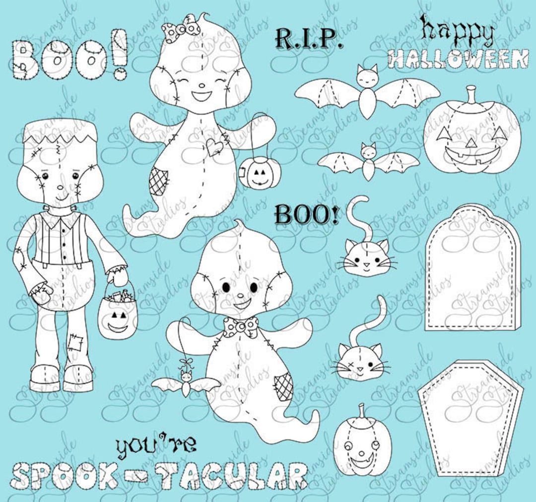 Patchpal Halloween, Ghost, Frankenstein, Pumpkin, Bats and Cats Digital ...