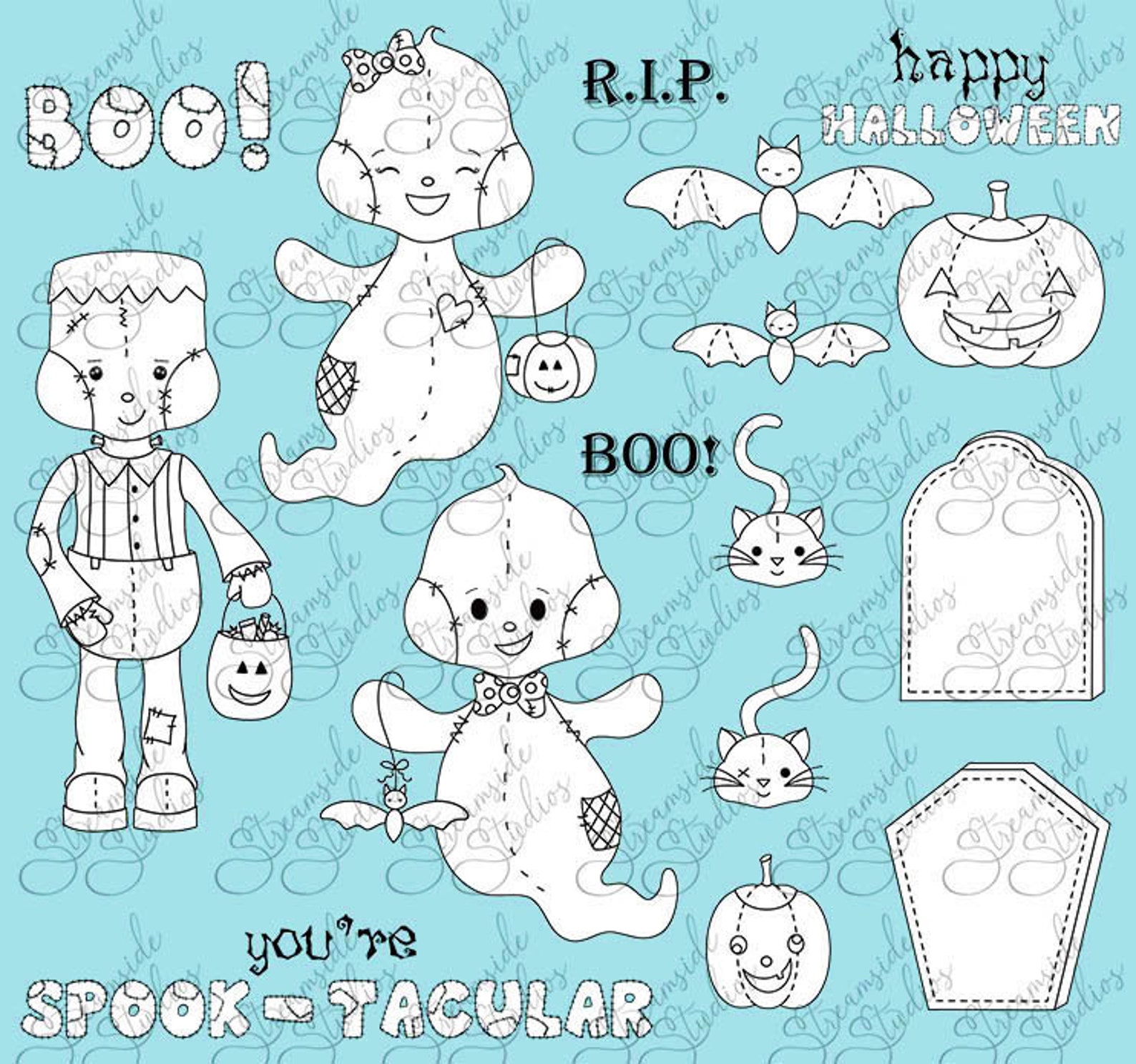 Patchpal Halloween Ghost Frankenstein Pumpkin Bats and - Etsy