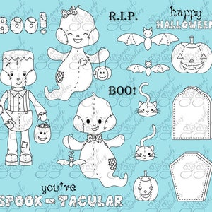 Patchpal Halloween, Ghost, Frankenstein, Pumpkin, Bats and Cats Digital ...