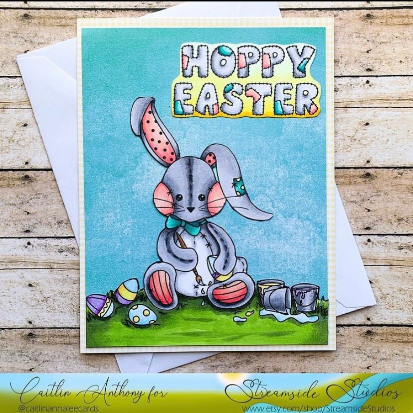 Patchpal Easter Bunny Digital Stamp PNG - Etsy