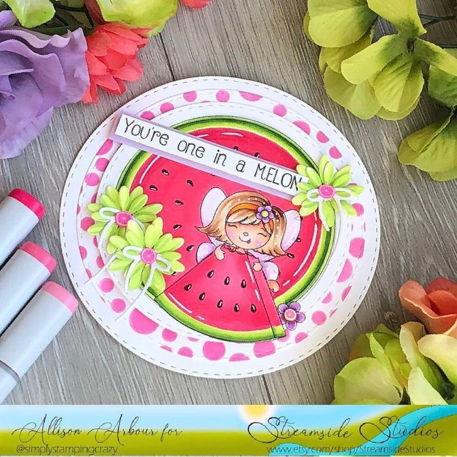 Watermelon Fairy Digital Stamp Set, Png 300 Dpi Images, Black and White ...