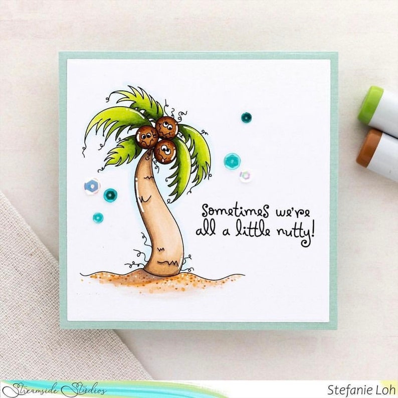 Coco-loco Palm Tree and Coconuts Digital Stamp Set Digi - Etsy