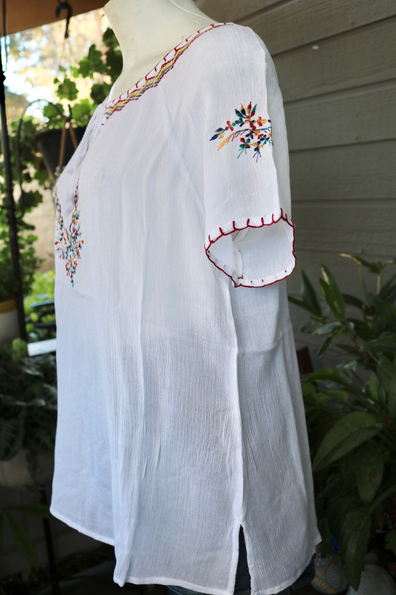 Embroidered Floral Cotton Blouse Top, Mexican Style, Boho Blouse ...