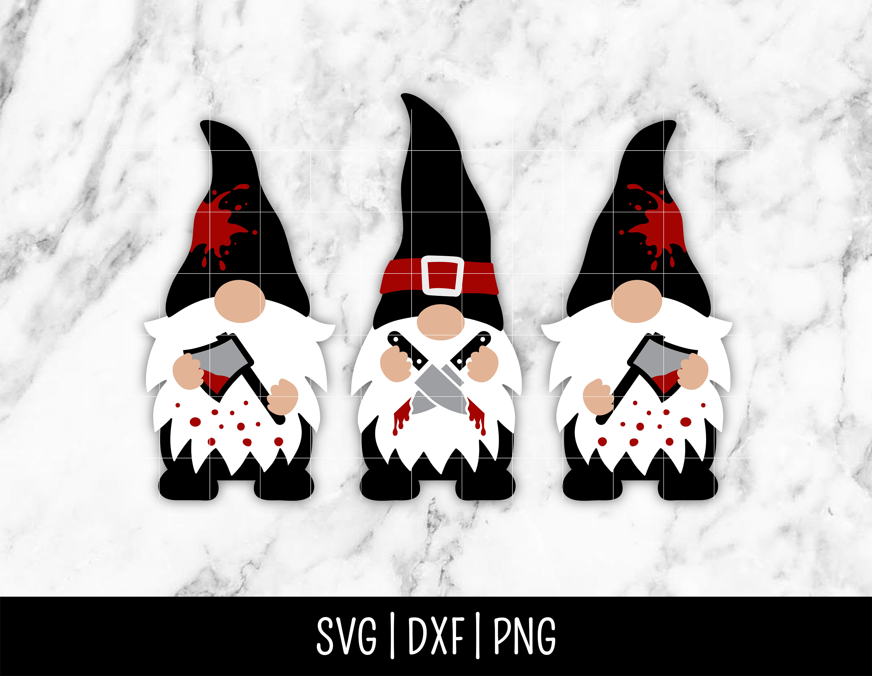 Halloween Horror Gnome SVG Bundle Trio Killer Gnomes Spooky - Etsy