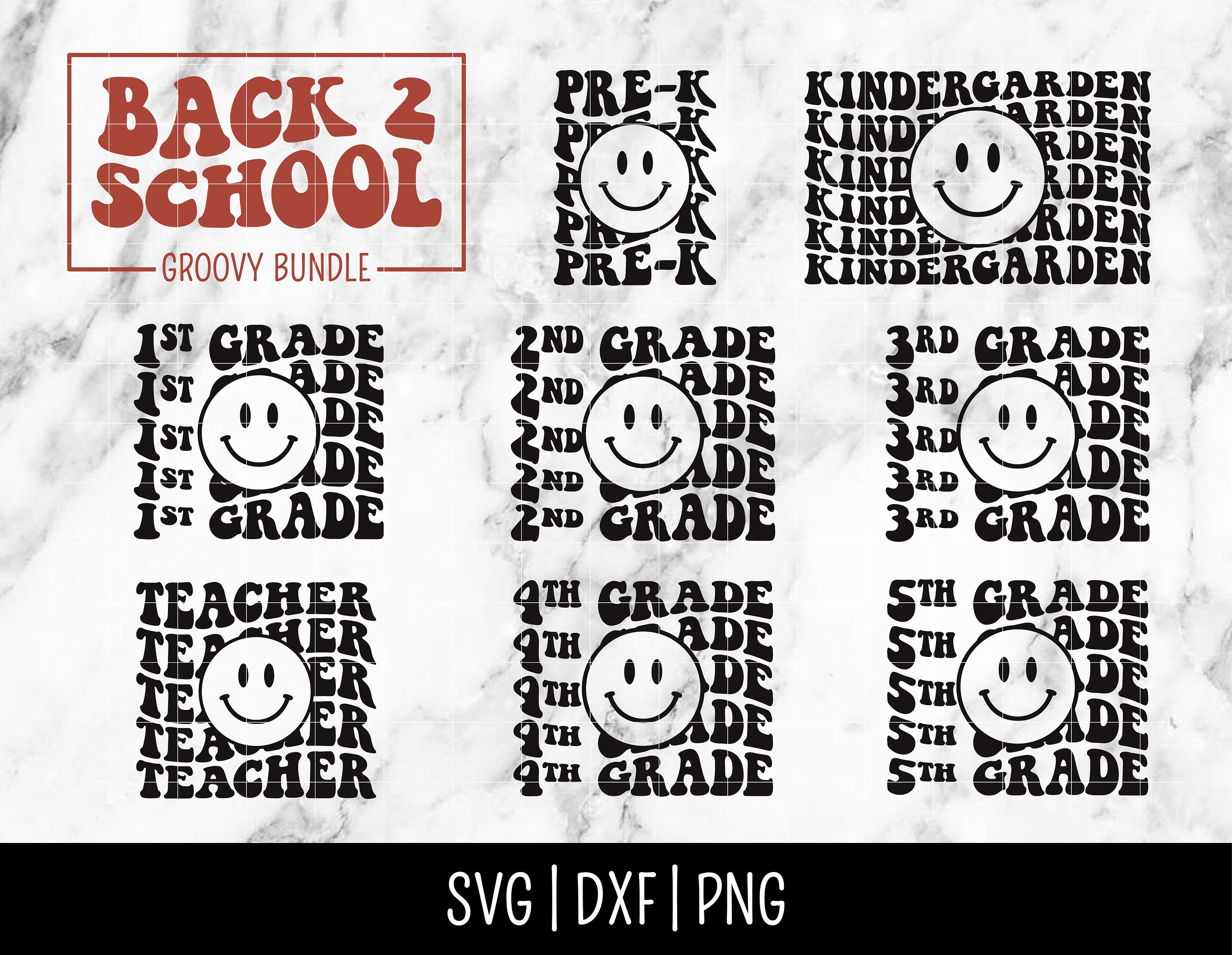 Groovy Font Back to School Bundle SVG Teacher Svg Hello - Etsy