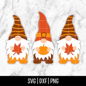 Fall Leaves Gnome SVG Bundle Trio, Pumpkin Spice Latte PSL SVG, Autumn ...
