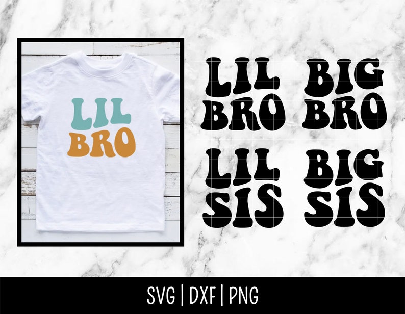 Groovy Siblings SVG File Lil Bro Lil Sis Big Bro Big Sis - Etsy