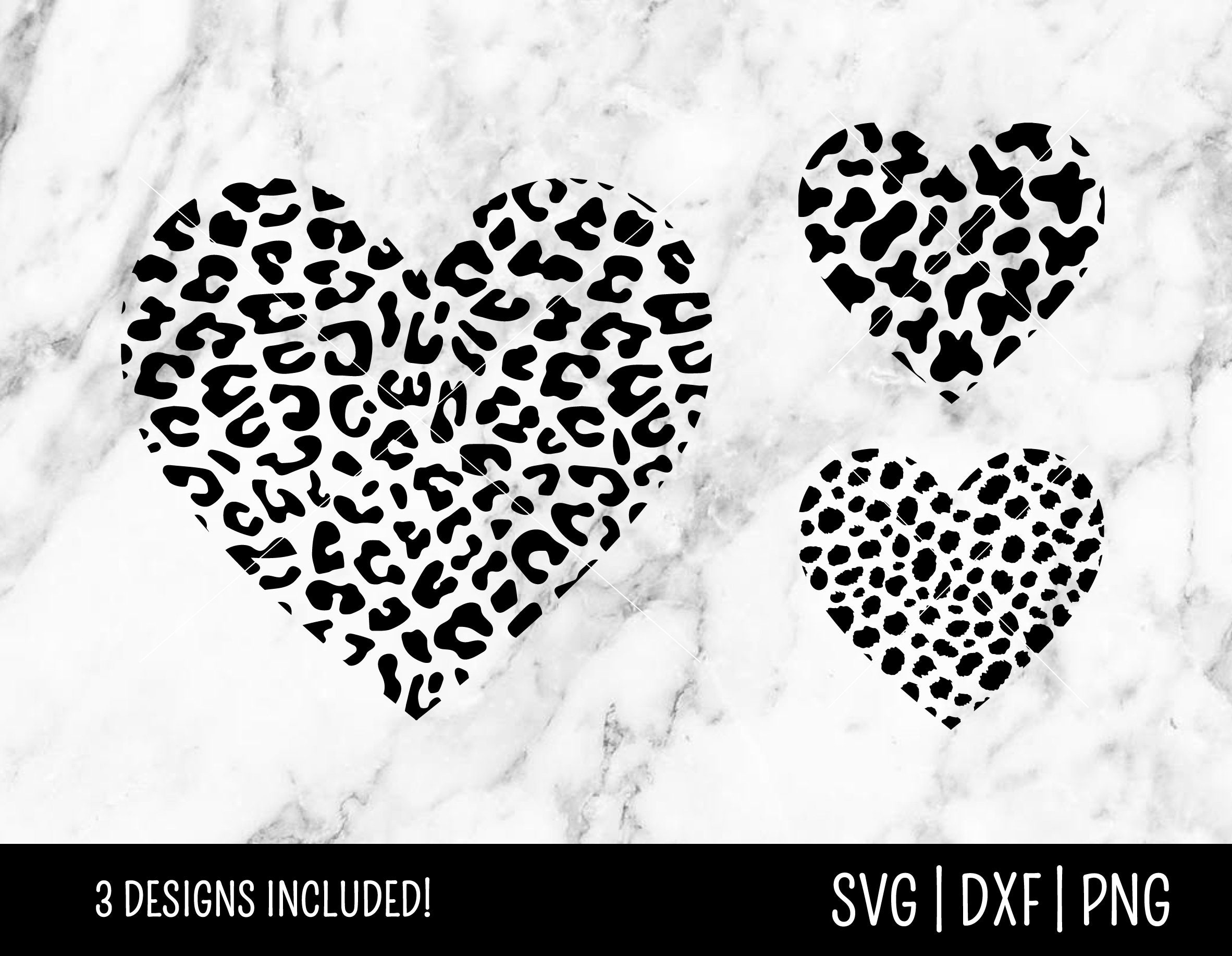 Animal Print Heart SVG Bundle Cheetah Leopard Cow Print | Etsy