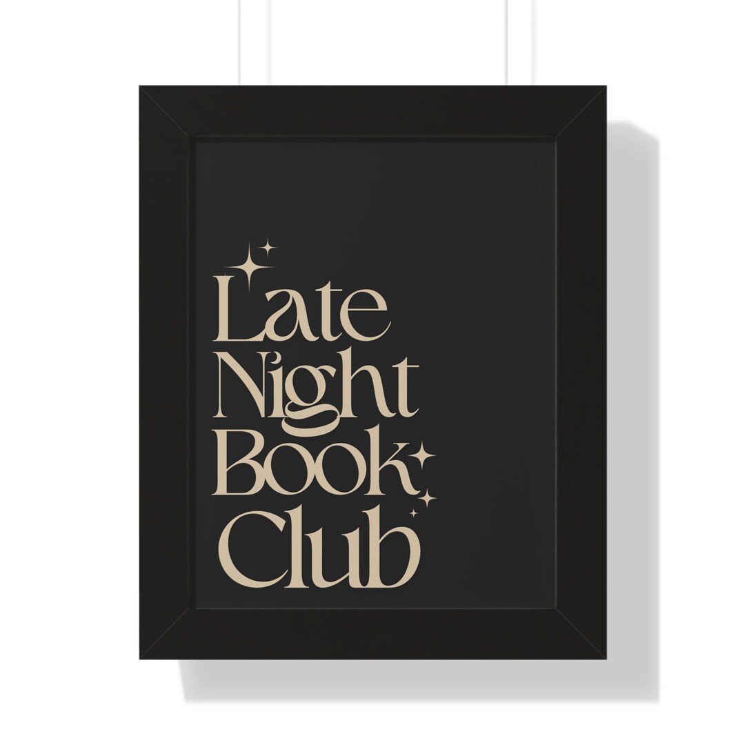 Framed Vertical Poster - Late Night Book Club Decor, Book Lovers Gift ...