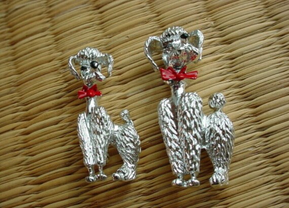 1950's PAIR of POODLE PINS - Matching Pair of Mid Cen… - Gem