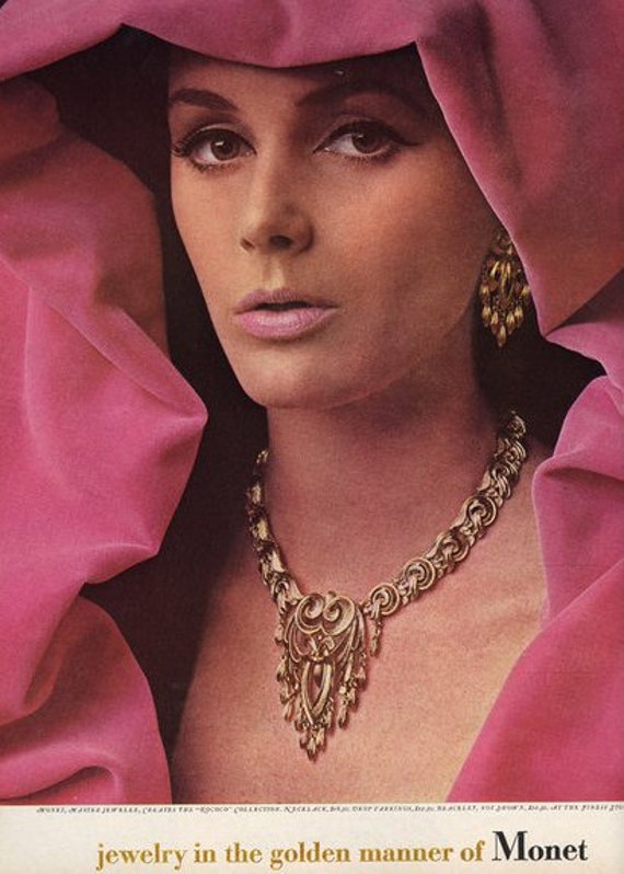 1970's MONET ENAMEL & GOLDWIRE - Delicate Gold Wire w… - Gem