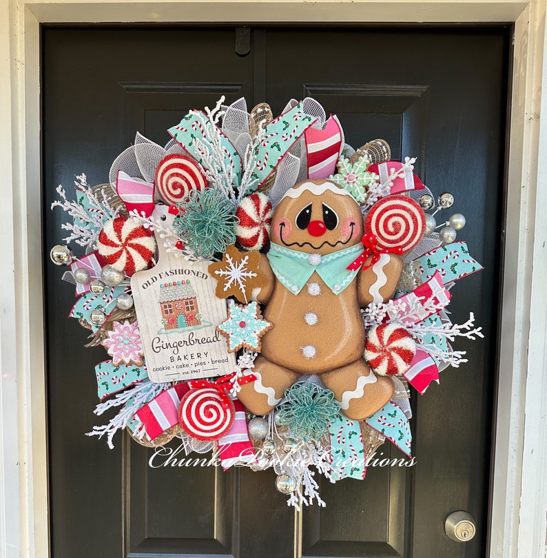 Gingerbread Christmas Wreath Gingerbread Decor Pastel - Etsy