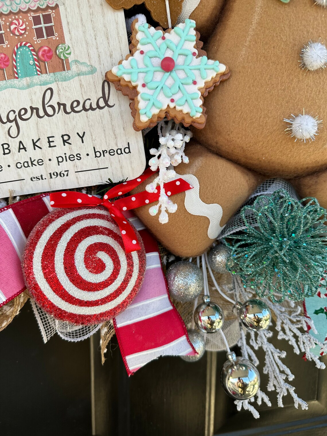 Gingerbread Christmas Wreath Gingerbread Decor Pastel - Etsy