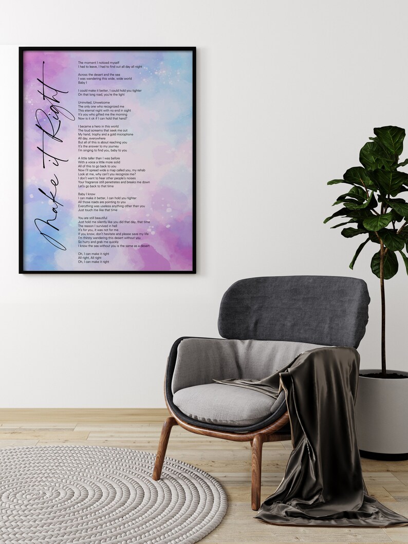 Bts Make It Right Lyrics Prints Poster Digital Download Etsy