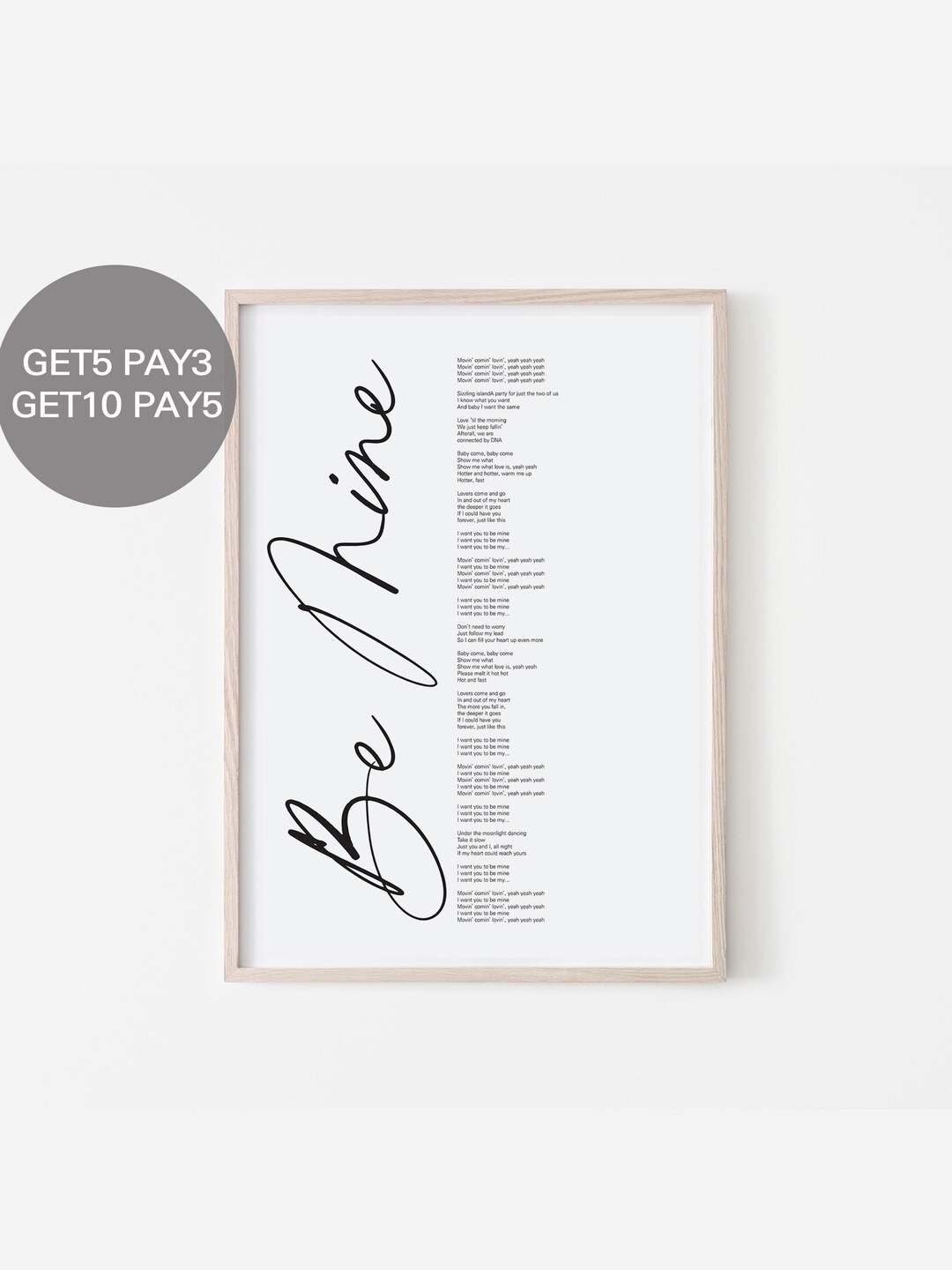 BTS Jimin Be Mine Lyrics, Prints Poster (digital Download) Korean ...