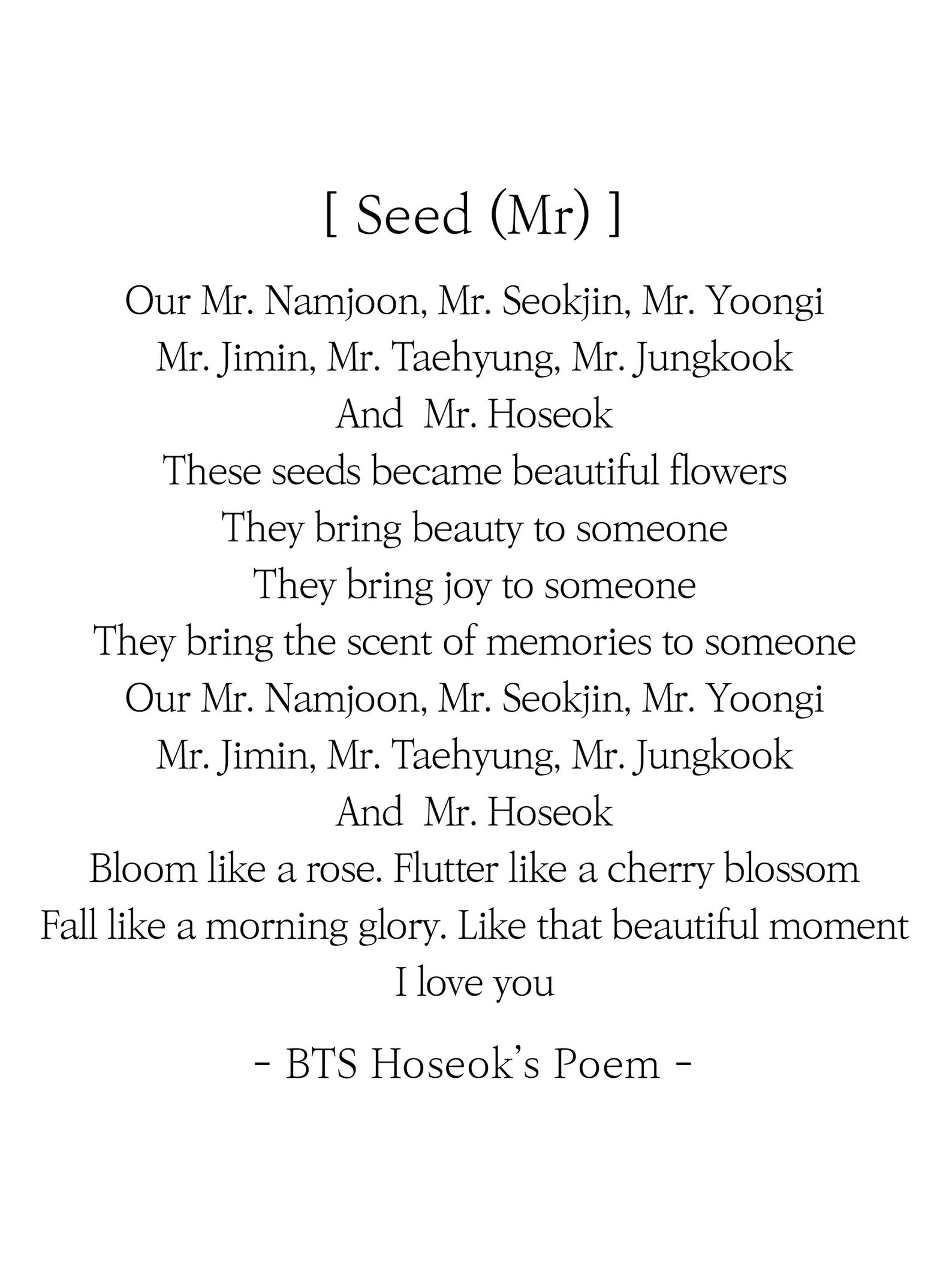 BTS J-hope Hoseok Poem Prints Poster digital Download - Etsy
