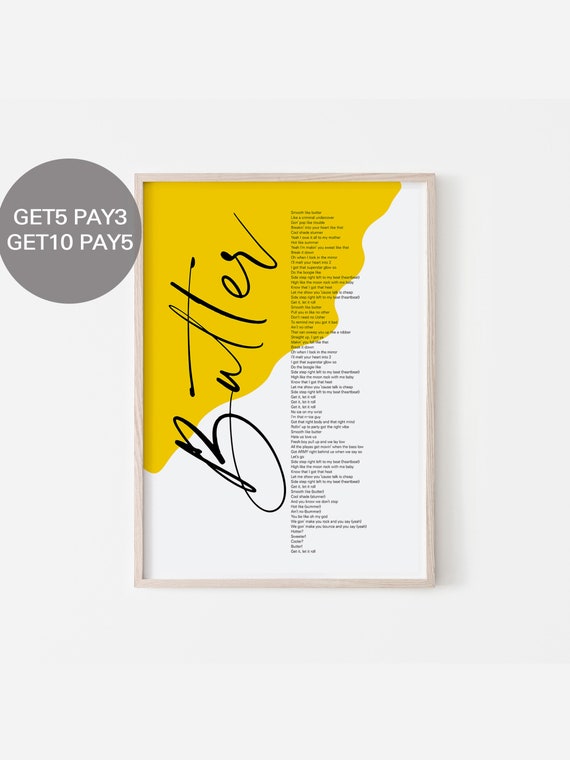 BTS Butter Lyrics Prints Poster digital Download Korean | Etsy