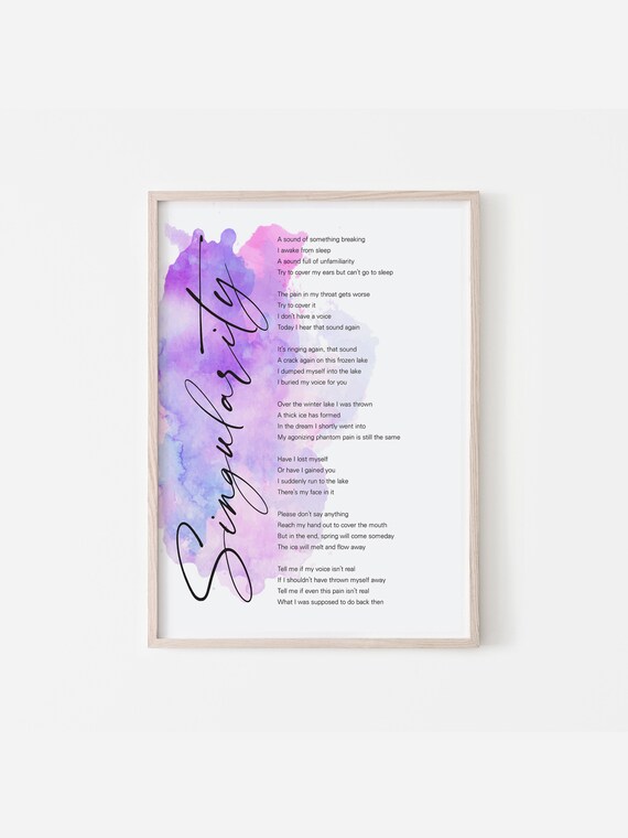 BTS V Taehyung Singularity Lyrics Prints Poster Digital | Etsy